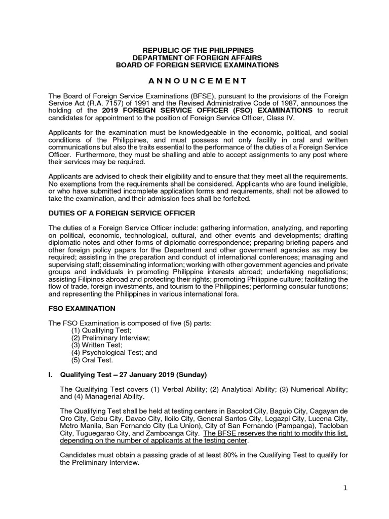 2019 Foreign Service Officer Exam Guide | PDF | United States Foreign ...