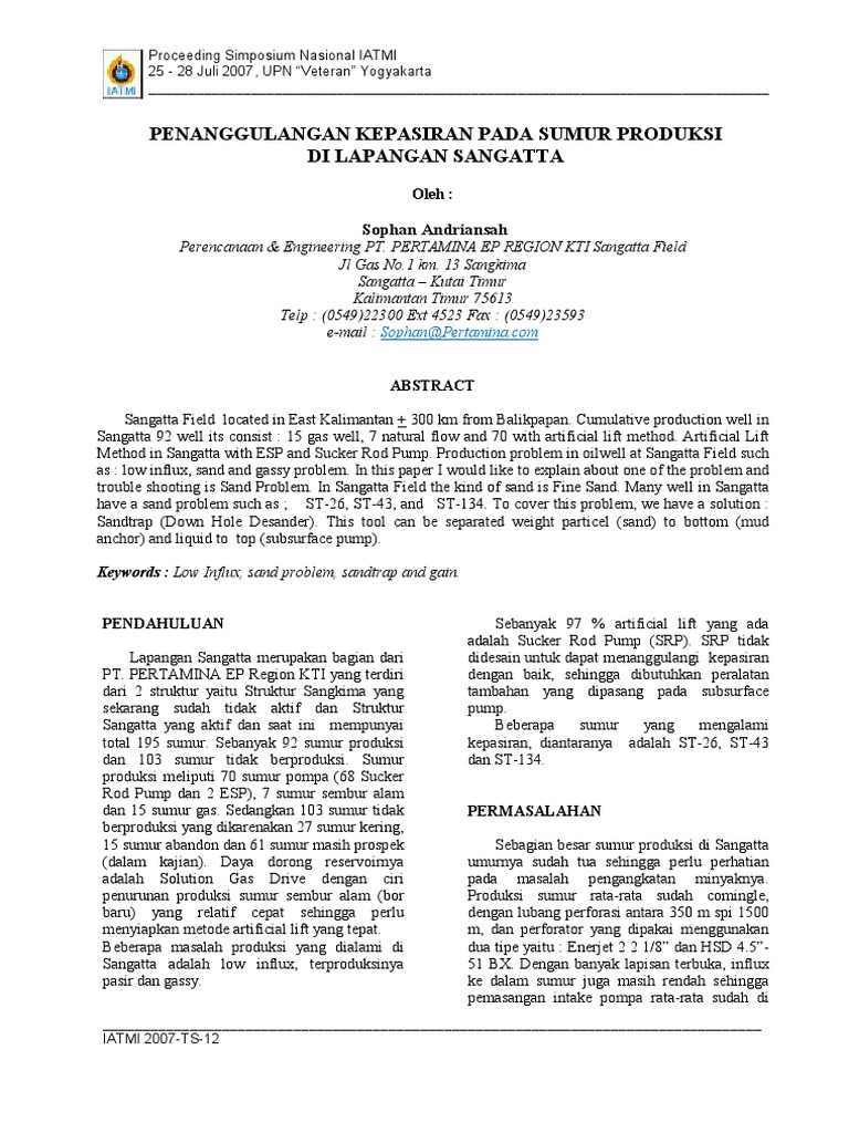 Penanggulangan Kepasiran Pada Sumur | PDF