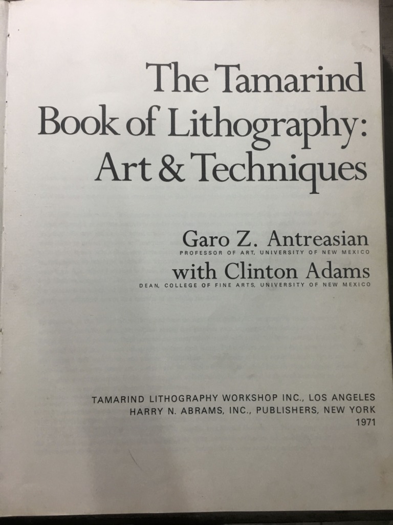 The Tamarind Book of Lithography: Art & Techniques | PDF