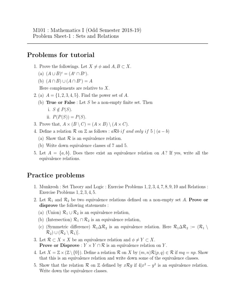 ProblemSheet 1 Maths | PDF