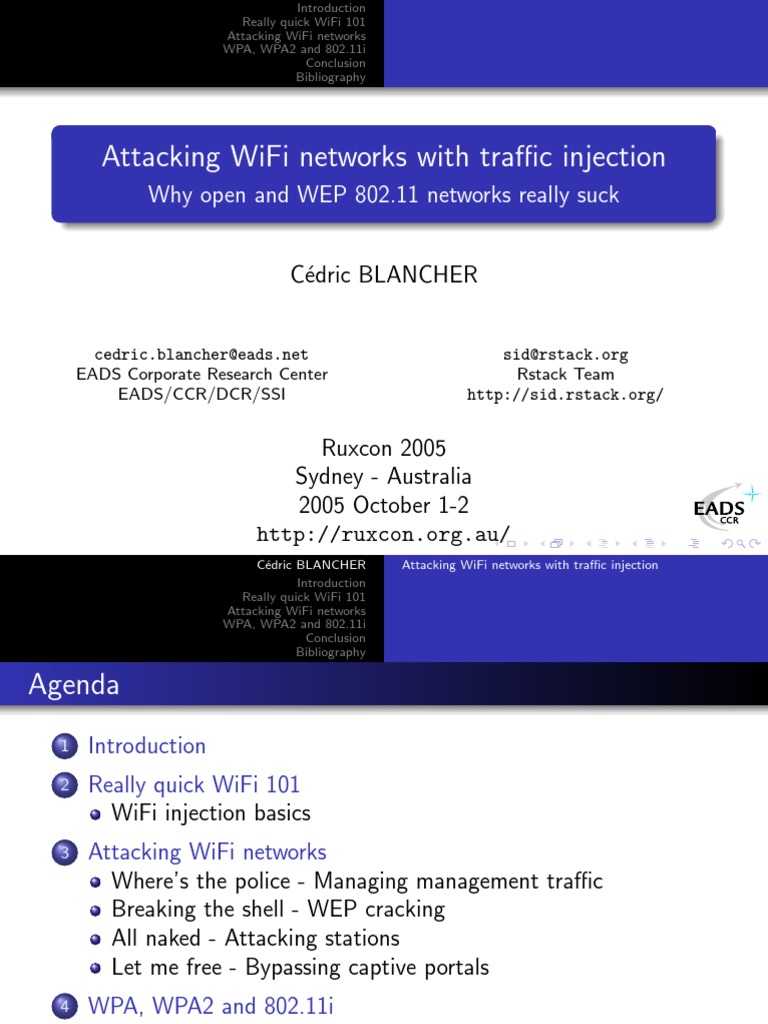 Attacking WiFi With Traffic Injection Cedric Blancher | Download Free ...