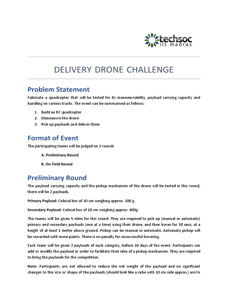 Drone Payload Delivery Challenge Rules | PDF | Quadcopter