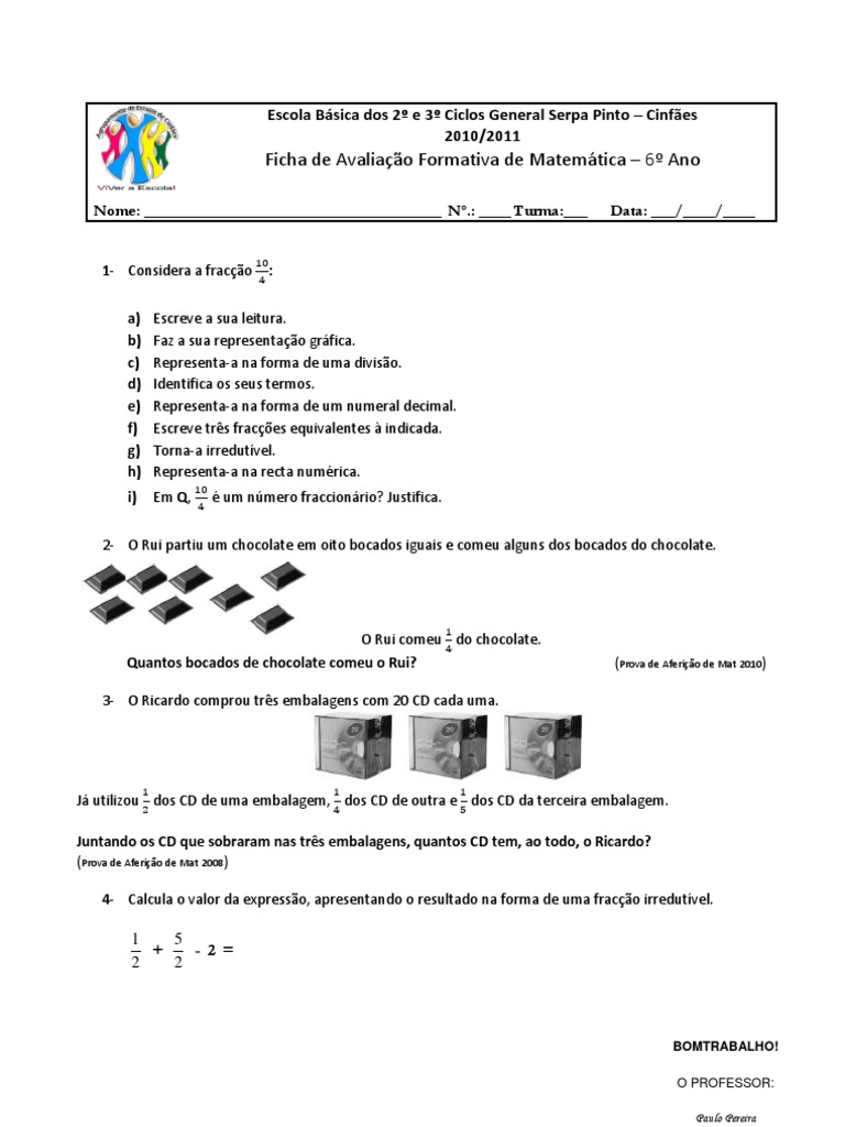 Ficha Formativa 1 Mat6 | PDF