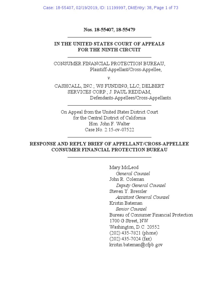 CFPB Response and Reply Brief PDF | PDF | Restitution | Equity (Law)