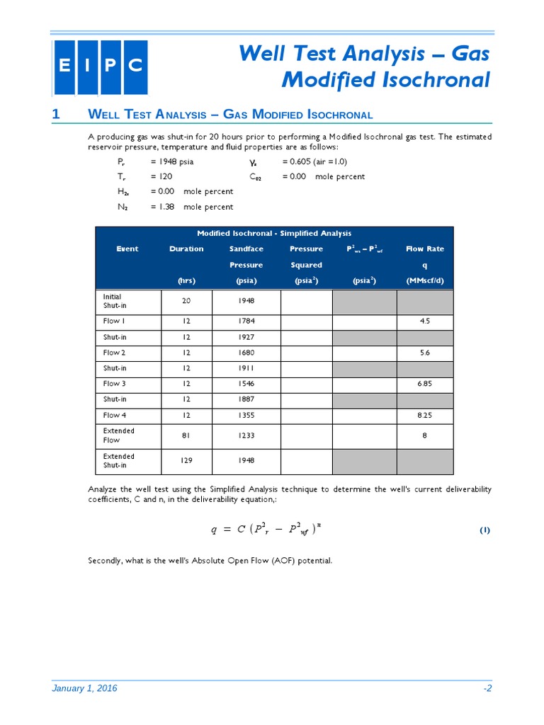 Well Test Analysis – Gas Modified Isochronal: 1 W T A – G M I | Gases ...