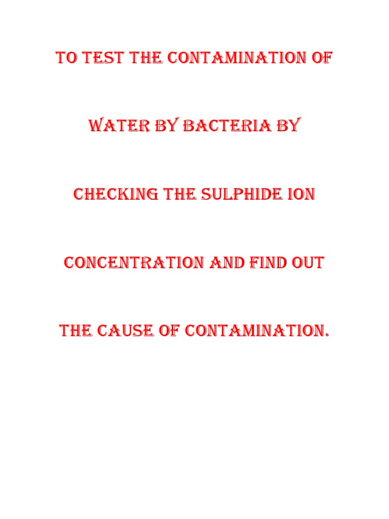 Test Water Bacteria with Sulphide Ion Concentration | PDF | Water ...