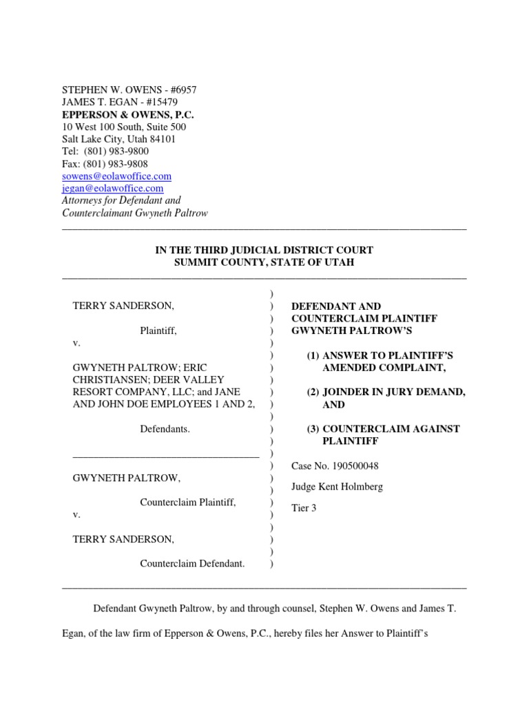 Answer To Amended Complaint Counterclaim | PDF | Punitive Damages | Damages