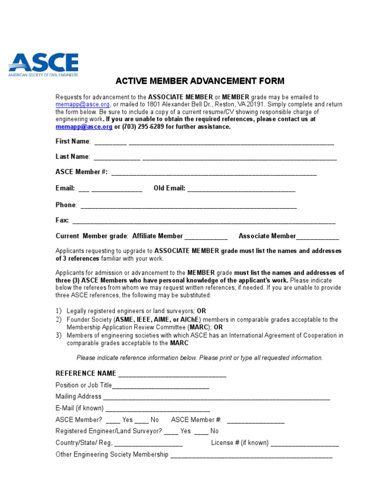 ASCE Member Advancement Form | PDF | Business