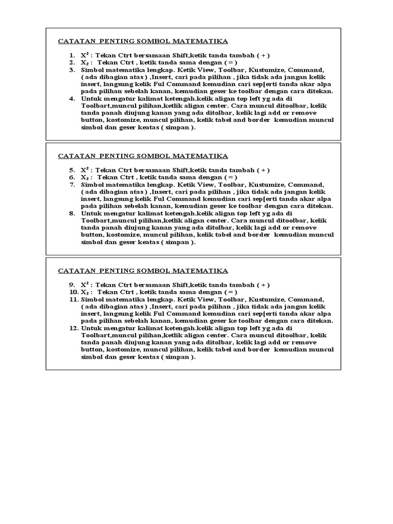 Catatan Penting Simbol Matematika | PDF
