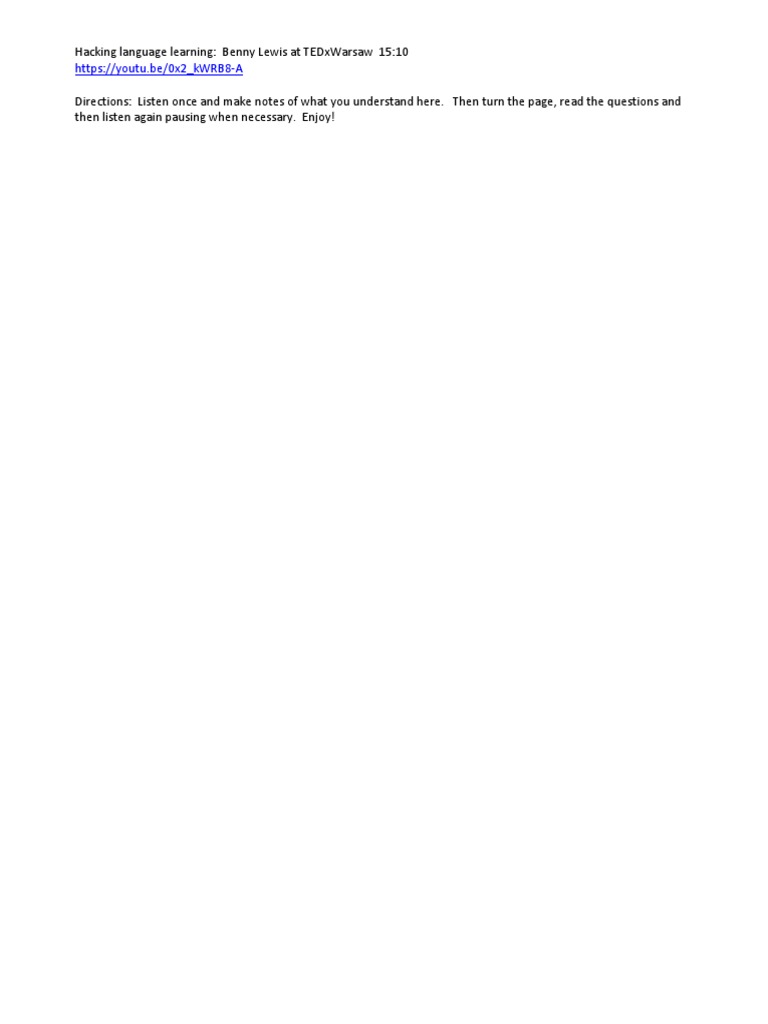 Hacking Language Learning Benny Lewis Final | PDF | Language ...