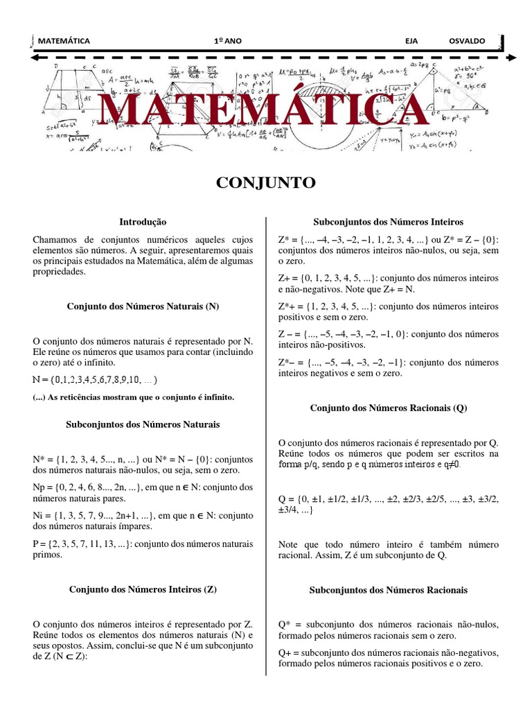 Apostila de Matemática | PDF | Fração (Matemática) | Conjunto (Matemática)