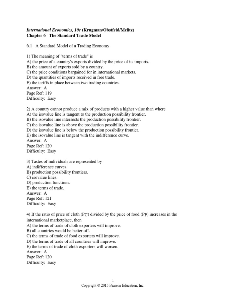 Chapter 6 The Standard Trade Model: International Economics, 10e ...