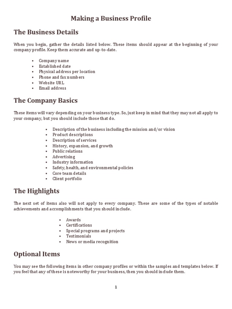 Making A Business Profile | PDF | Brand | Customer Experience