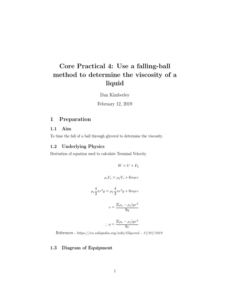 Core Practical 4 | PDF | Sphere | Viscosity