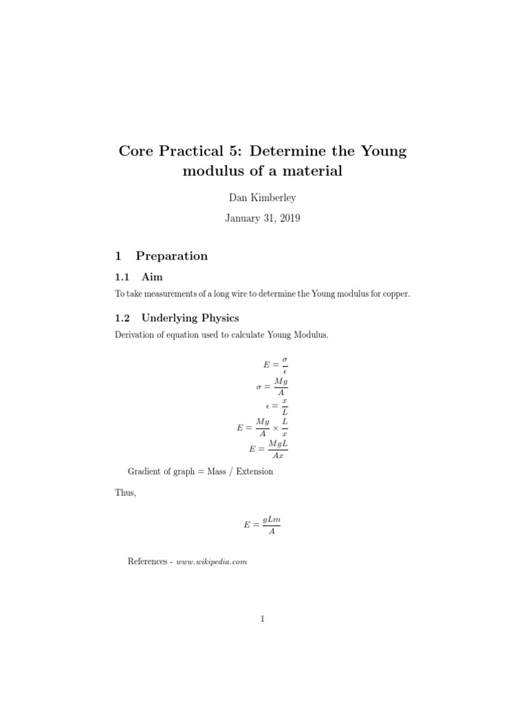 Core Practical 5 | PDF | Young's Modulus | Uncertainty