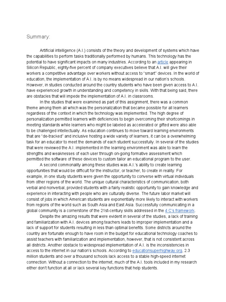 Summary | PDF | Artificial Intelligence | Intelligence (AI) & Semantics