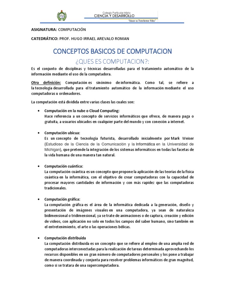 Conceptos Básicos de Computación | Descargar gratis PDF | Unidad ...