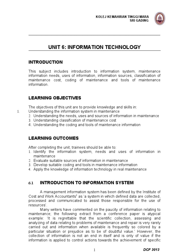 Chapter 6 - Information Technology | PDF | Information | Building