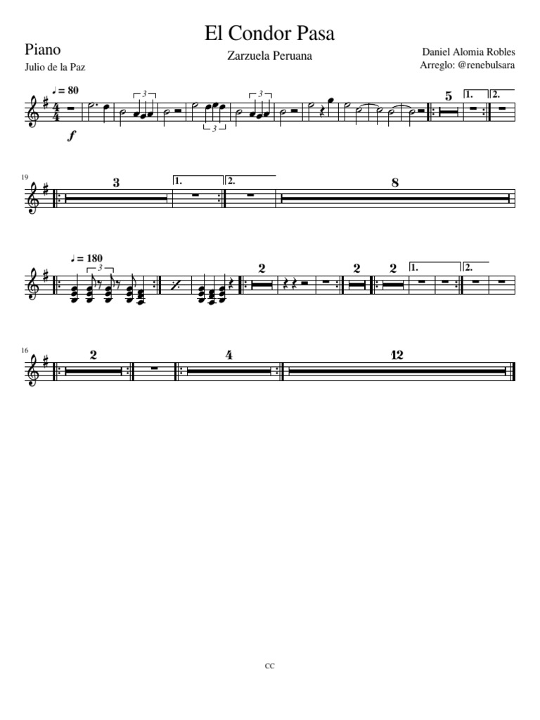 El Condor Pasa Piano | PDF | Musica centroamericana | Musica en español