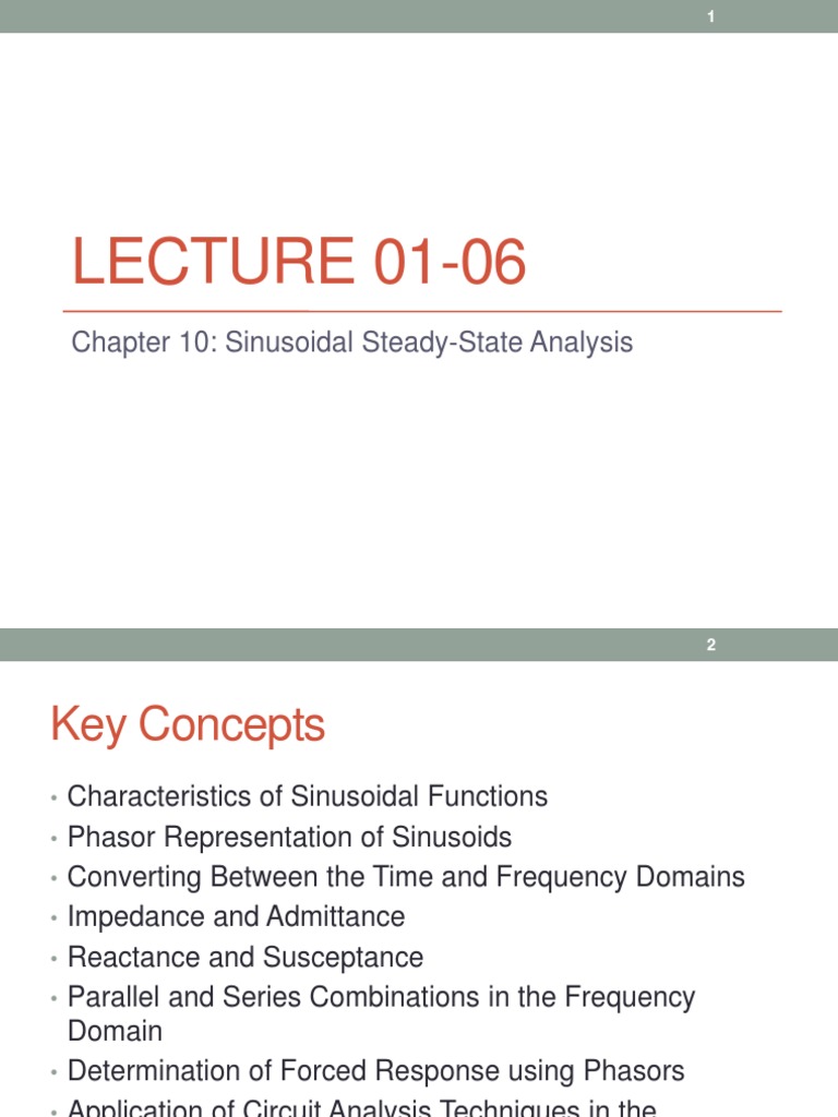 LECTURE 01-06: Chapter 10: Sinusoidal Steady-State Analysis | PDF | Sine | Trigonometric Functions