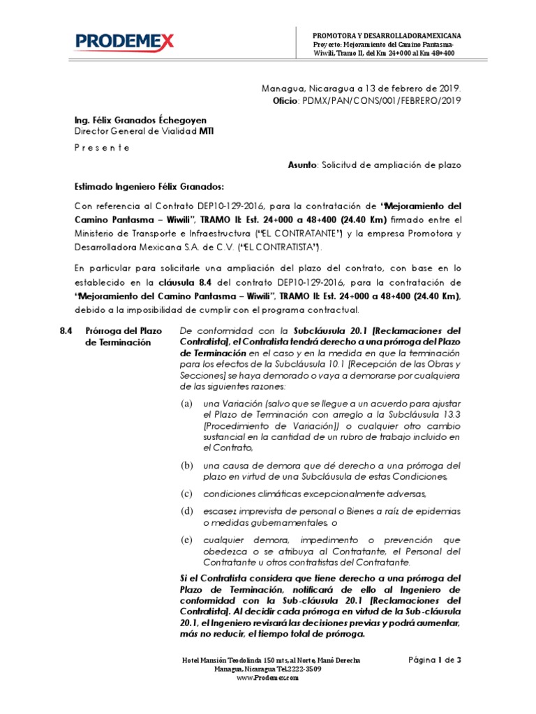 Solicitud De Ampliación De Plazo Docx