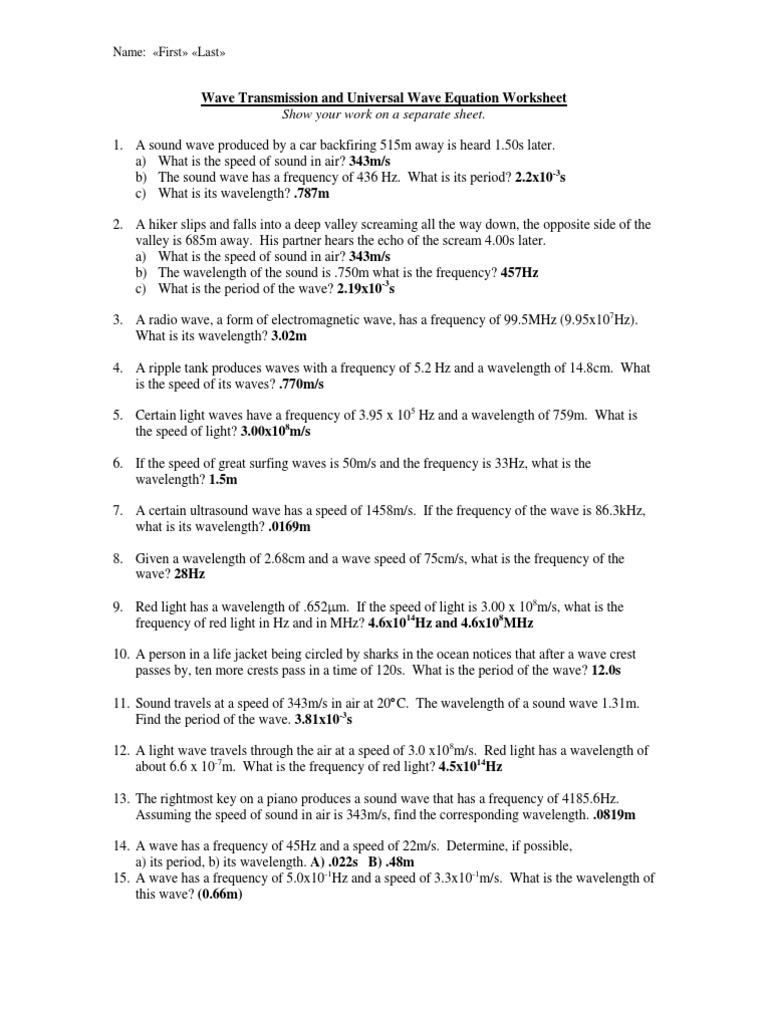 Wave Equation Practice Problems | PDF | Frequency | Wavelength
