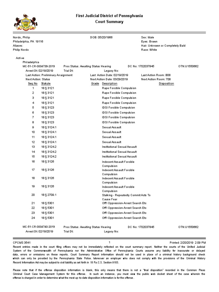 Court Summary Report | PDF | Criminal Record | Assault