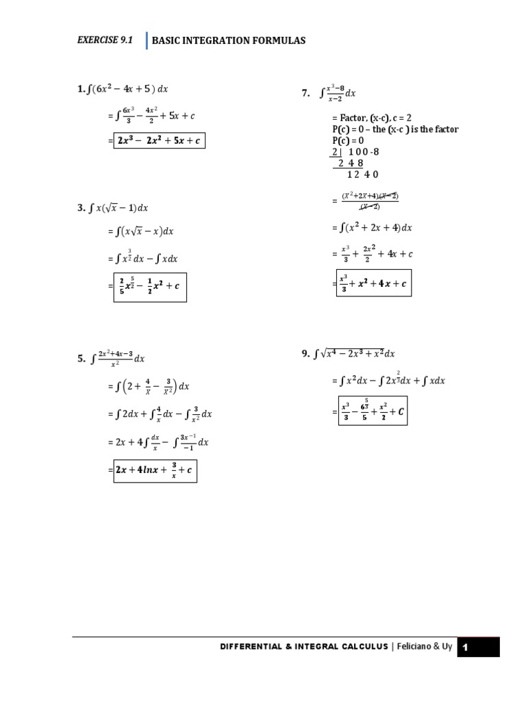 Feleciano&uy Solutions PDF | PDF | Trigonometric Functions | Integral