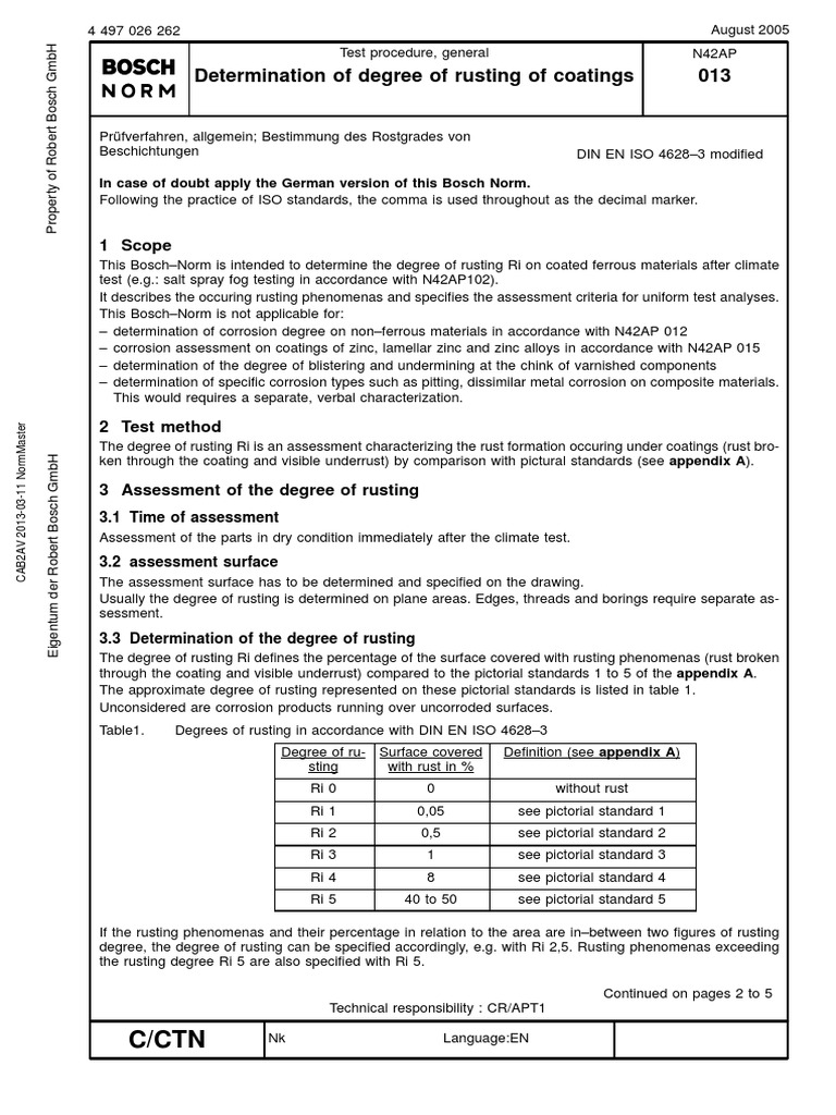 013 Determination of Degree of Rusting of Coatings: C/CTN | PDF | Rust ...