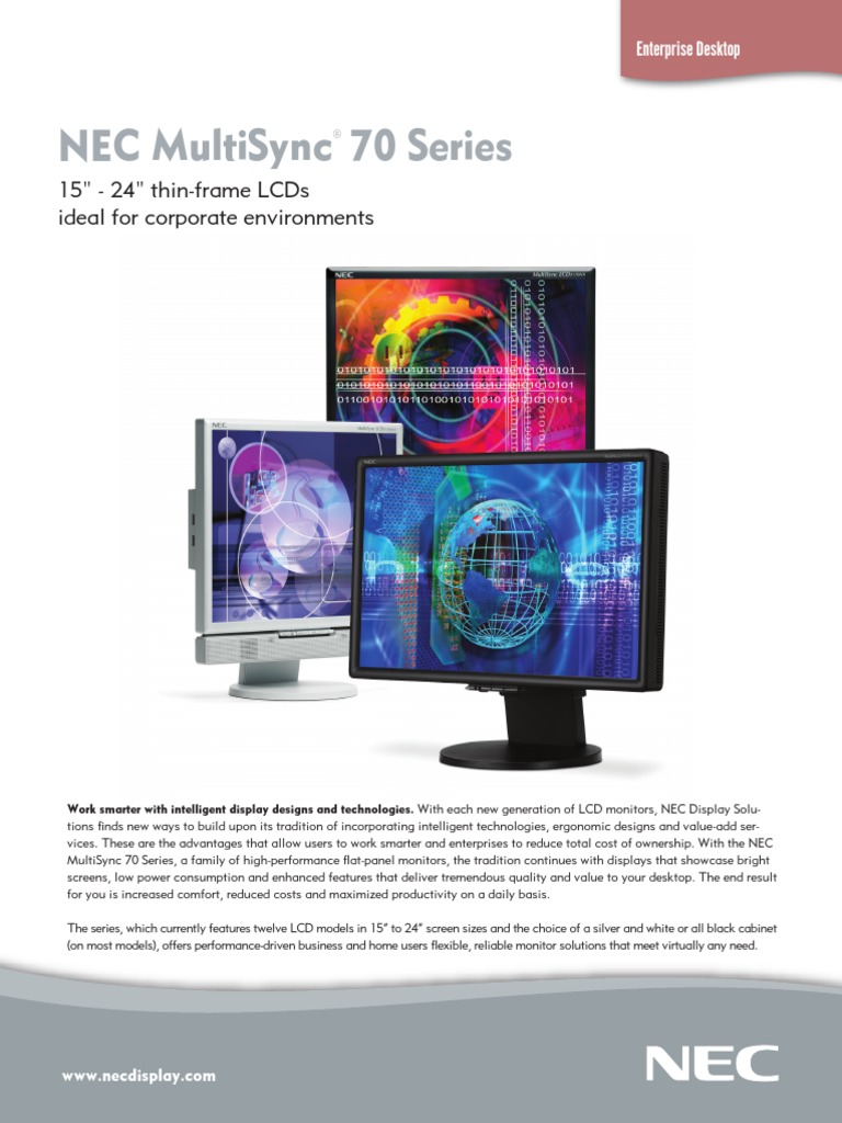 NEC MultiSync 70 Series | PDF | Computer Monitor | Display Resolution