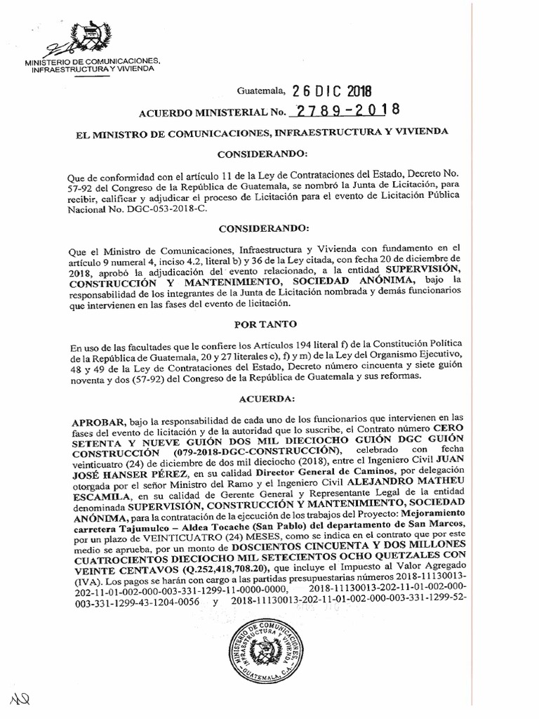 8768056@contrato No. 079 2018 DGC Construccion | PDF