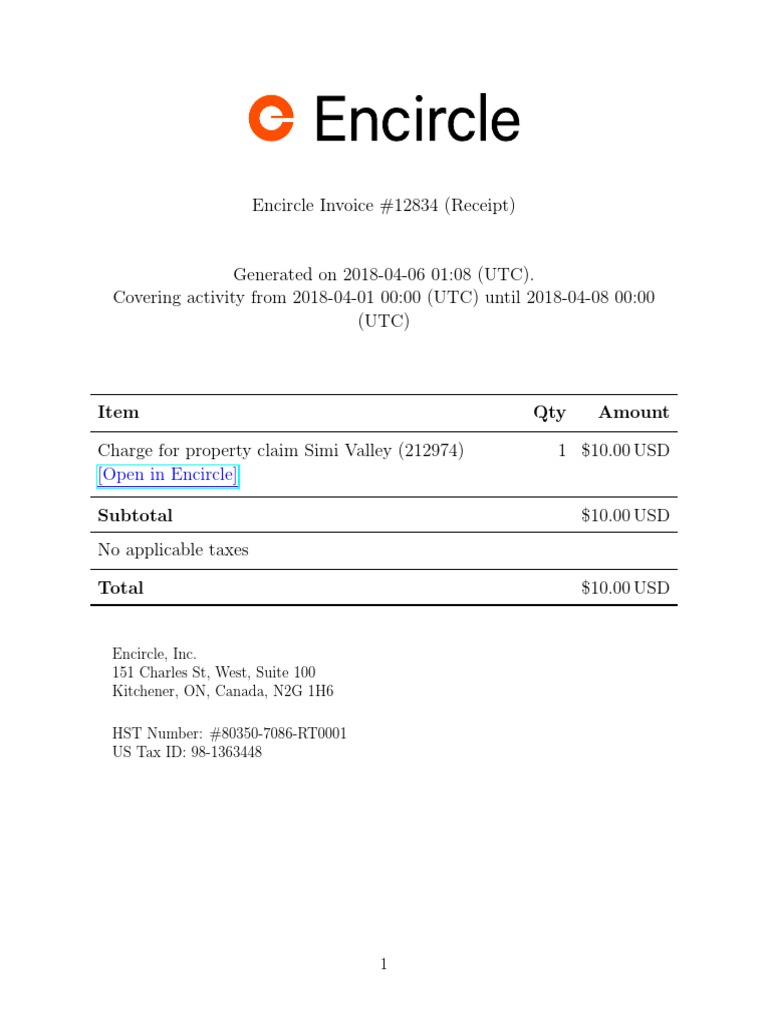 Encircle Invoice #12834 Details | PDF | Finance & Money Management