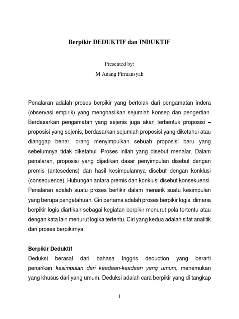 Deduktif vs Induktif: Metode Berpikir | PDF