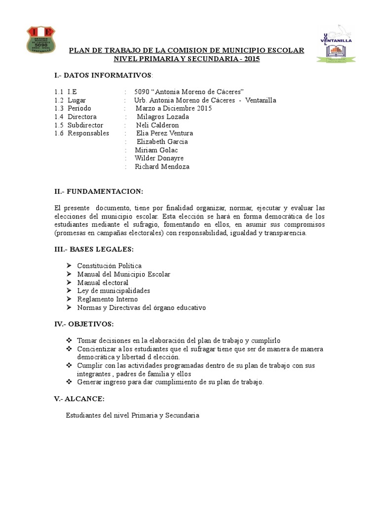 Plan de Municipio Escolar 2015 | PDF | Alcalde | Gobierno