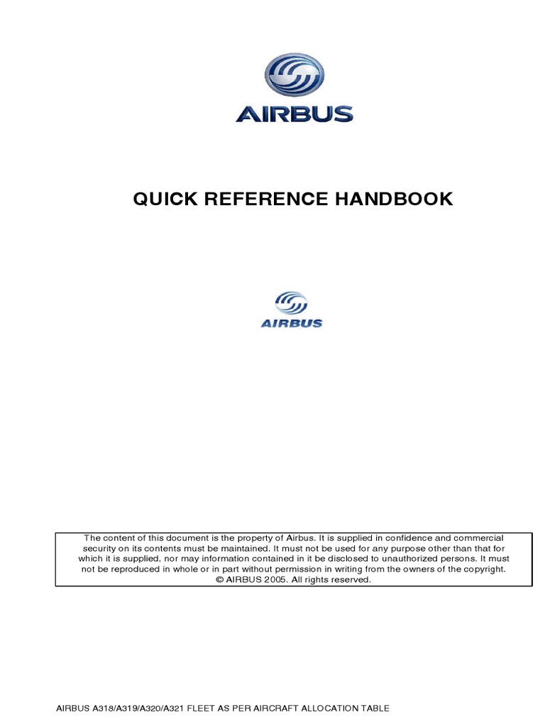Quick Reference Handbook: Airbus A318/A319/A320/A321 Fleet As Per ...