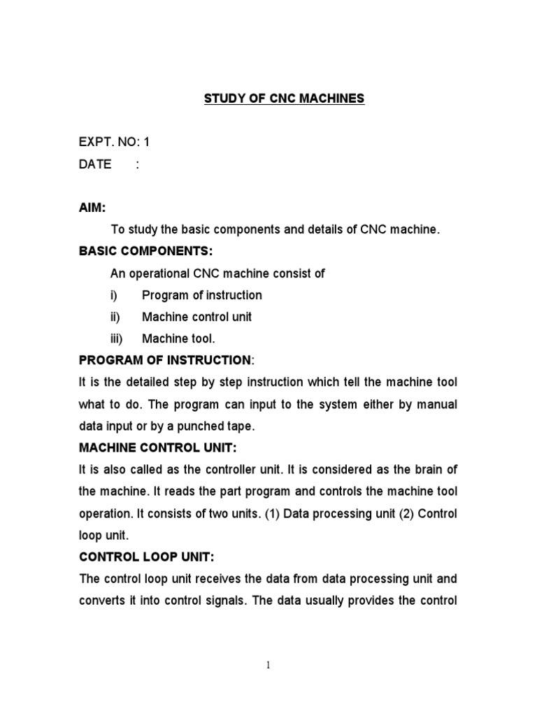 Study of CNC Machines | PDF | Numerical Control | Secondary Sector Of ...
