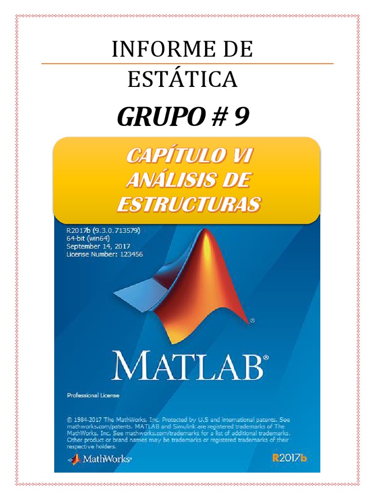 Informe de Estatica MATLAB Cap. 6 | PDF | Ingeniería | Ingeniero civil