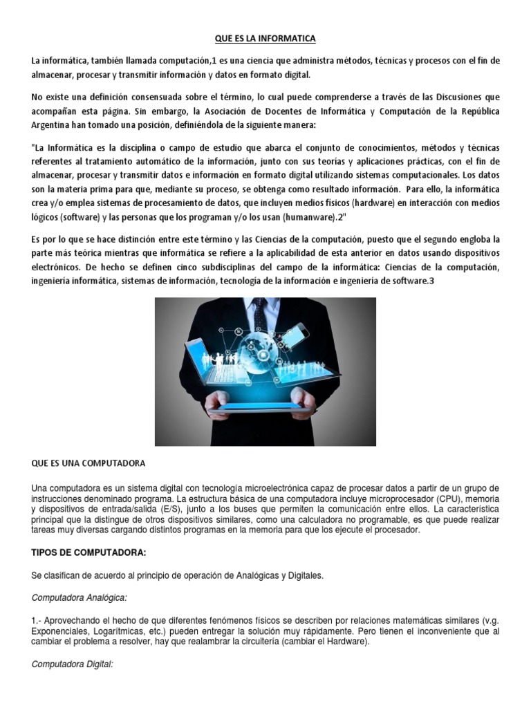 Que Es La Informatica | PDF | Informática | Tecnología digital