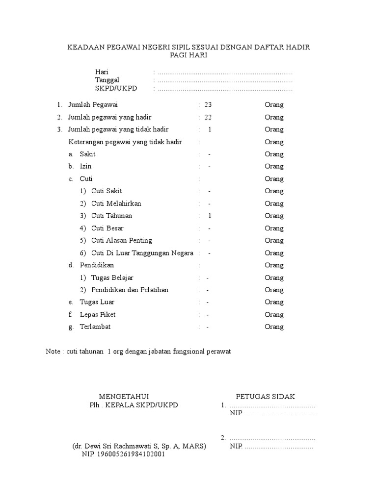 Form Sidak PNS | PDF