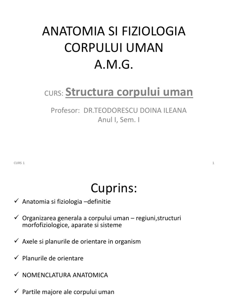 04.oct.2018 - Anatomia Si Fiziologia Corpului Uman - I - Structura ...
