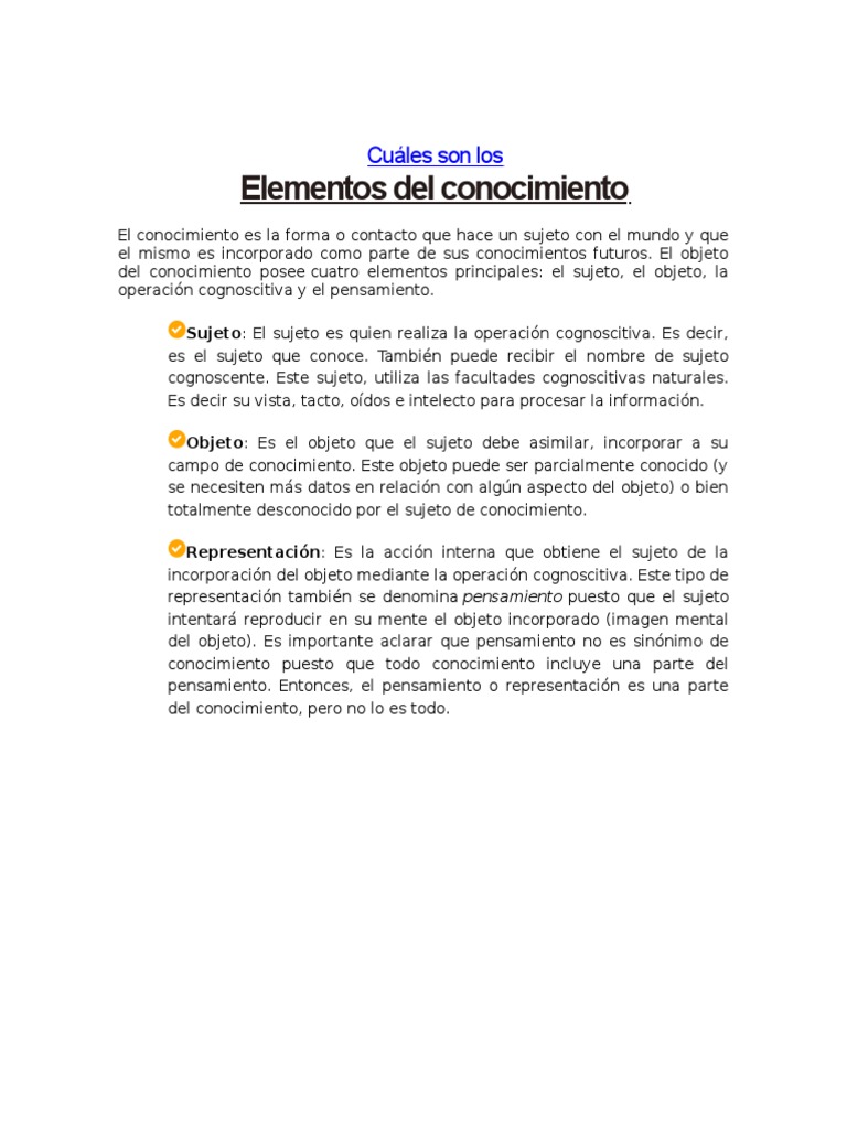 Cuáles Son Los Elementos Del Conocimiento | PDF | Empirismo | Conocimiento