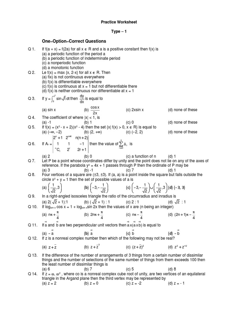 Math Practice Worksheet with Solutions | PDF | Elementary Mathematics ...