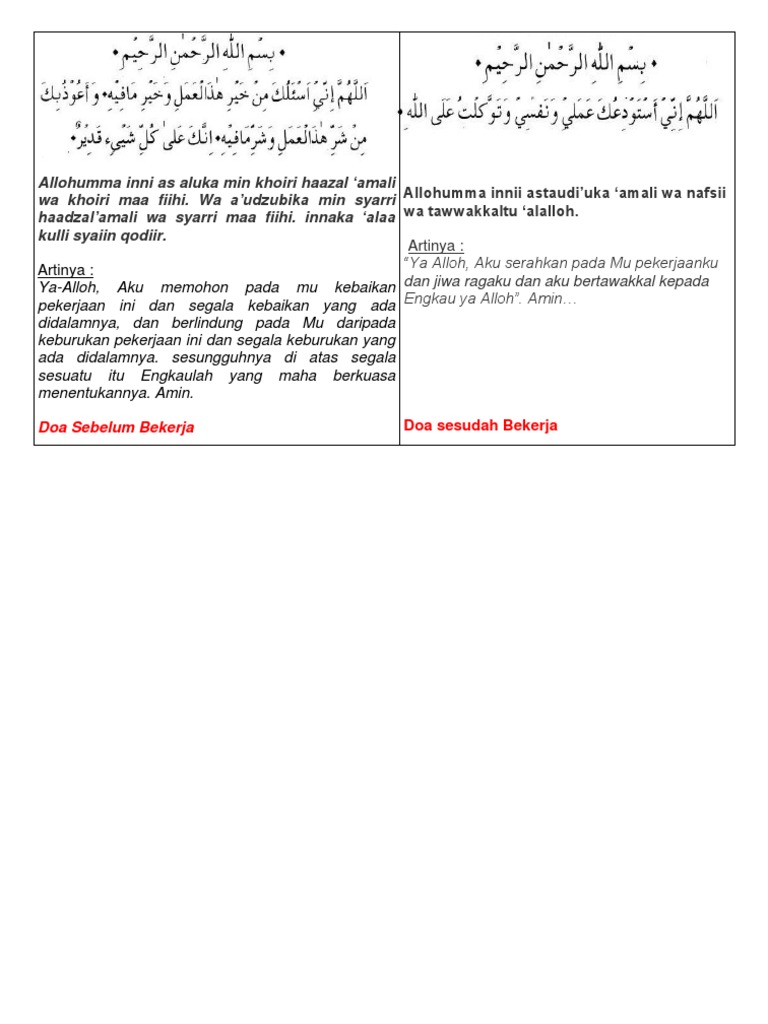 Doa Sebelum Bekerja | PDF