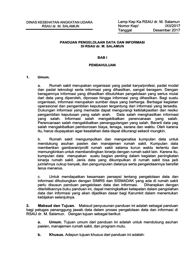 Pedoman Pengelolaan Data MIRM PDF | PDF