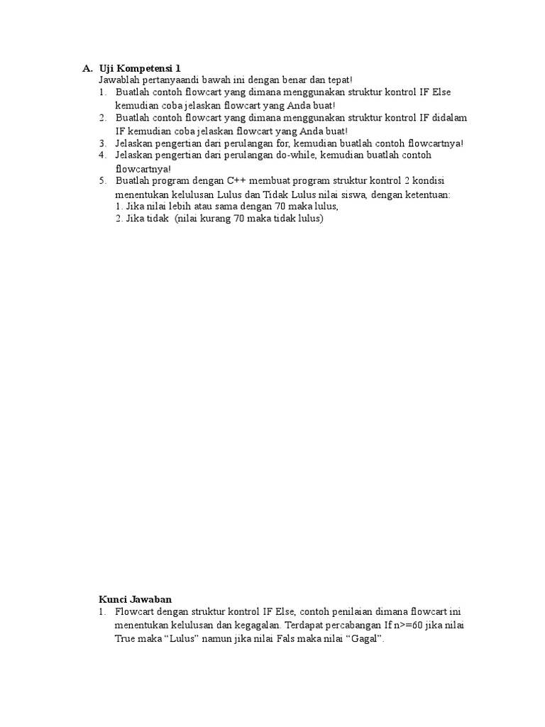 Contoh Soal Esay Ulangan Harian Pemprograman Dasar - Perulangan | PDF