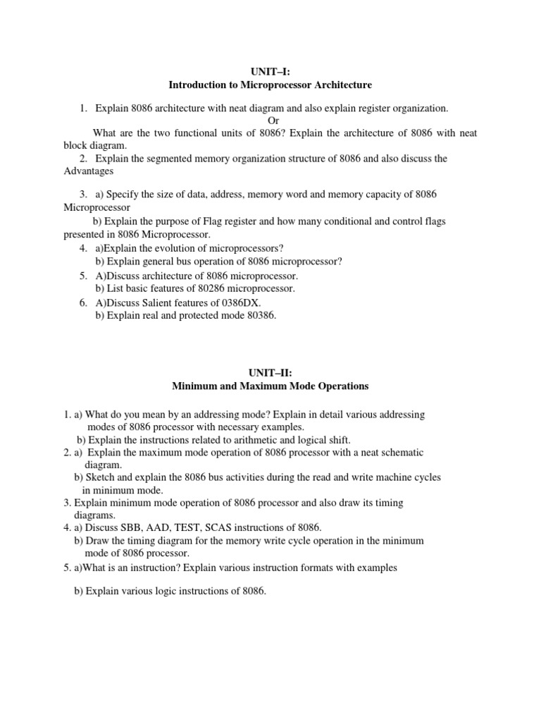 MPMC Mid 1 Imp Qstns | PDF | Central Processing Unit | Input/Output