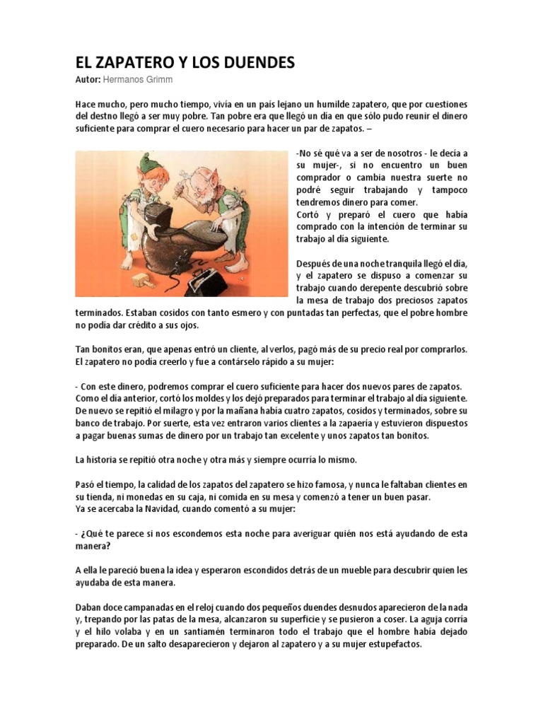 El Zapatero y Los Duendes | PDF | Dinero | Ocio