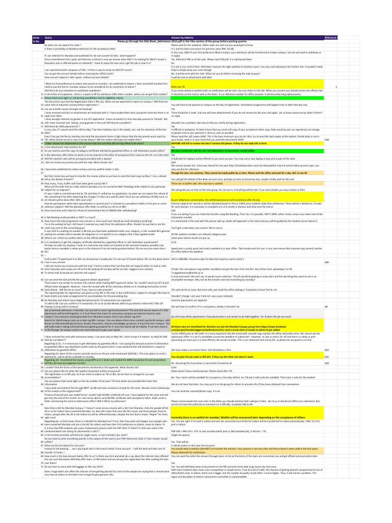 Query Sheet 2015-2017 | PDF | Mail | Fee