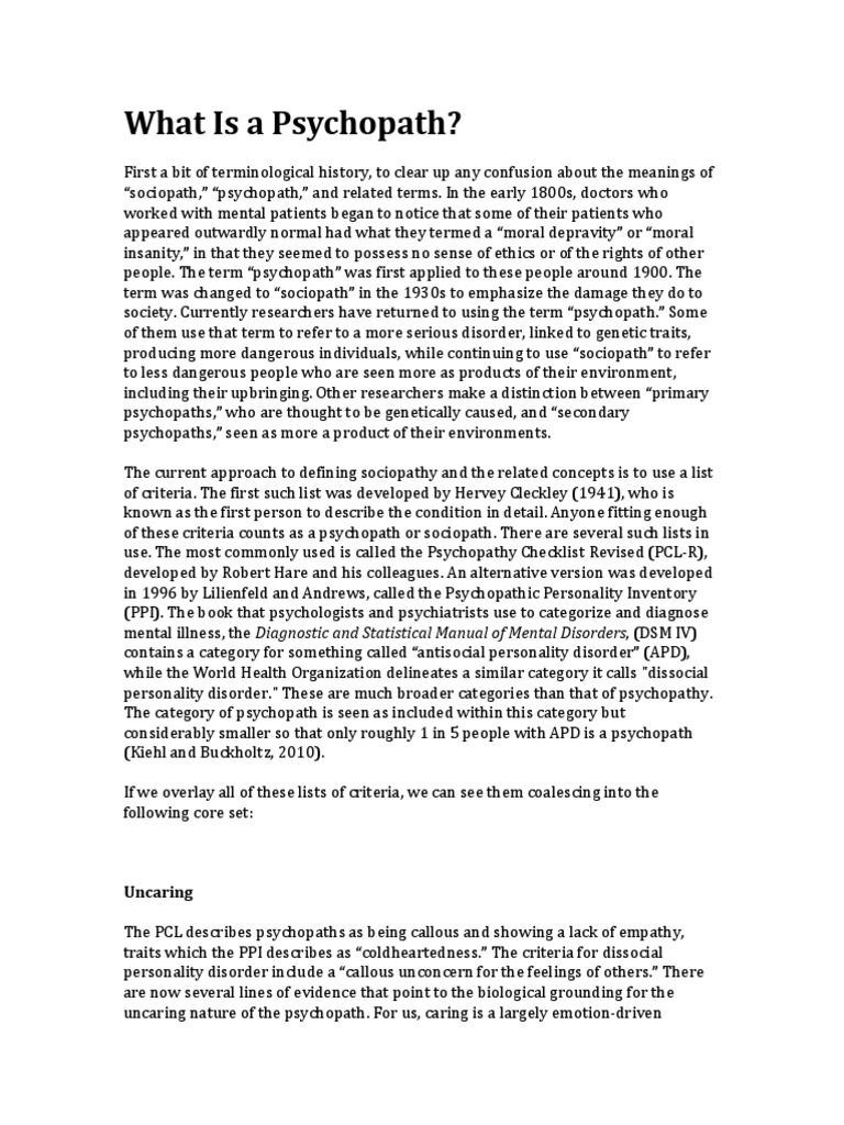 What Is A Psychopath PDF | PDF | Psychopathy | Personality Disorder