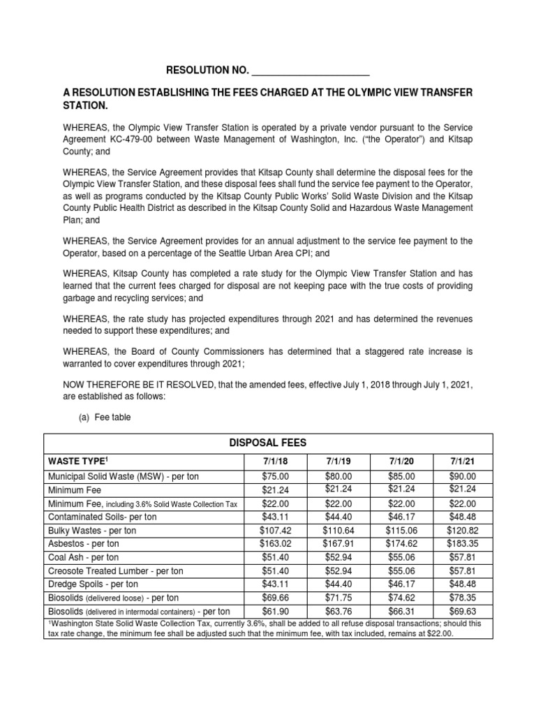 Solid Waste Draft Rate Resolutions | PDF | Waste Management | Municipal ...